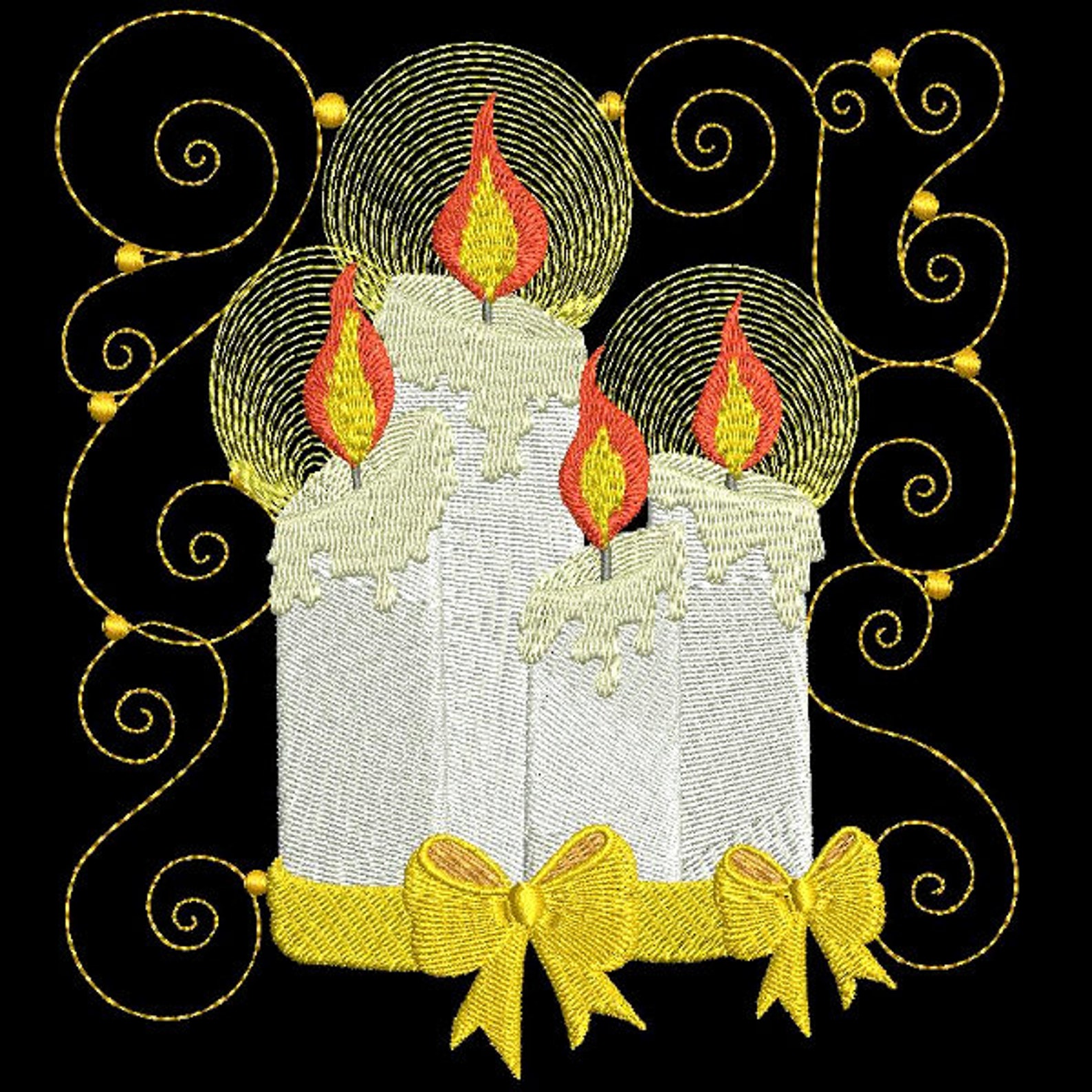 CURLY CANDLES 4inch 10 Machine Embroidery Designs Instant - Etsy