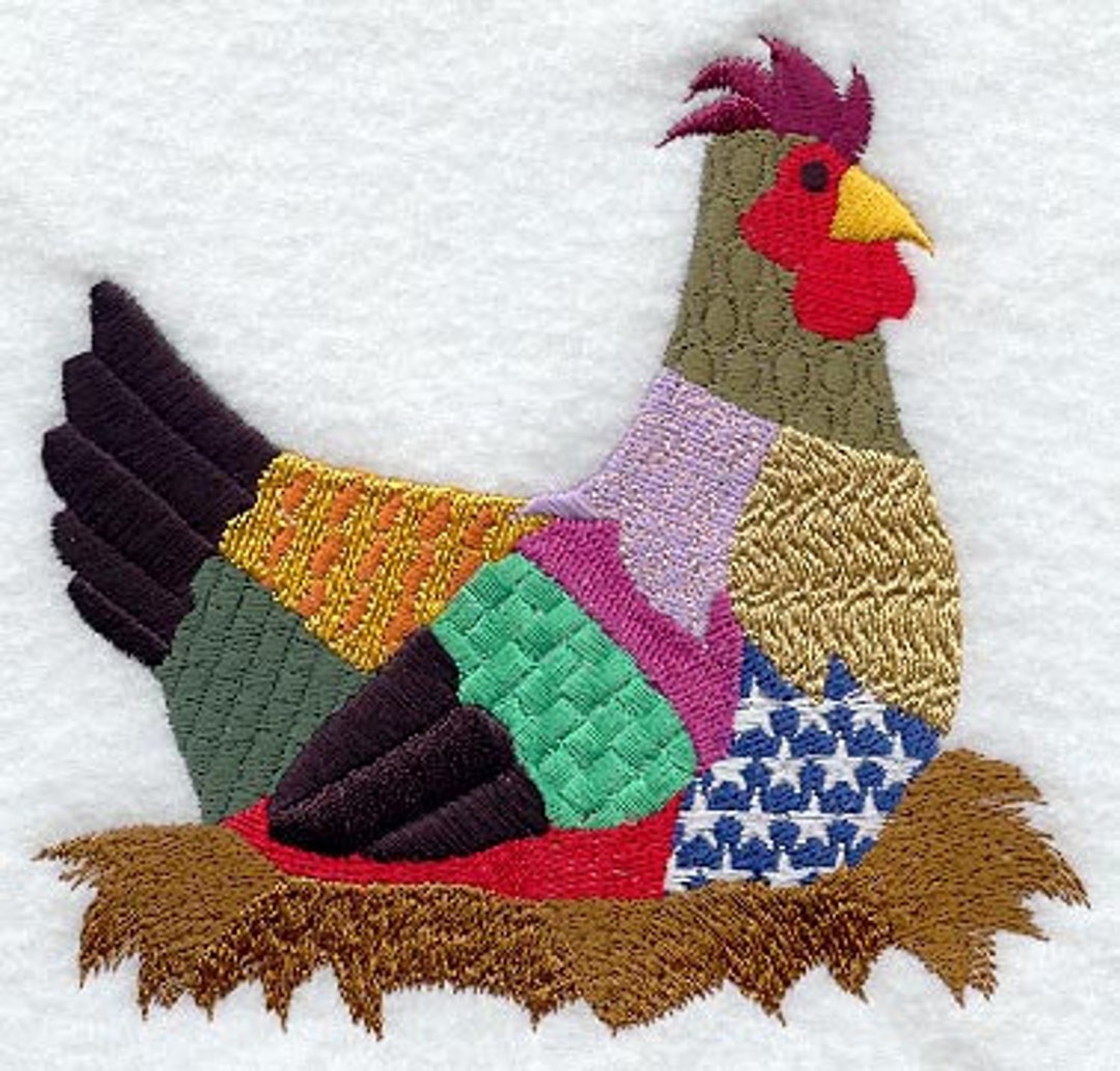 PATCHWORK HEN- Machine Embroidered Quilt Blocks(azeb) - Etsy