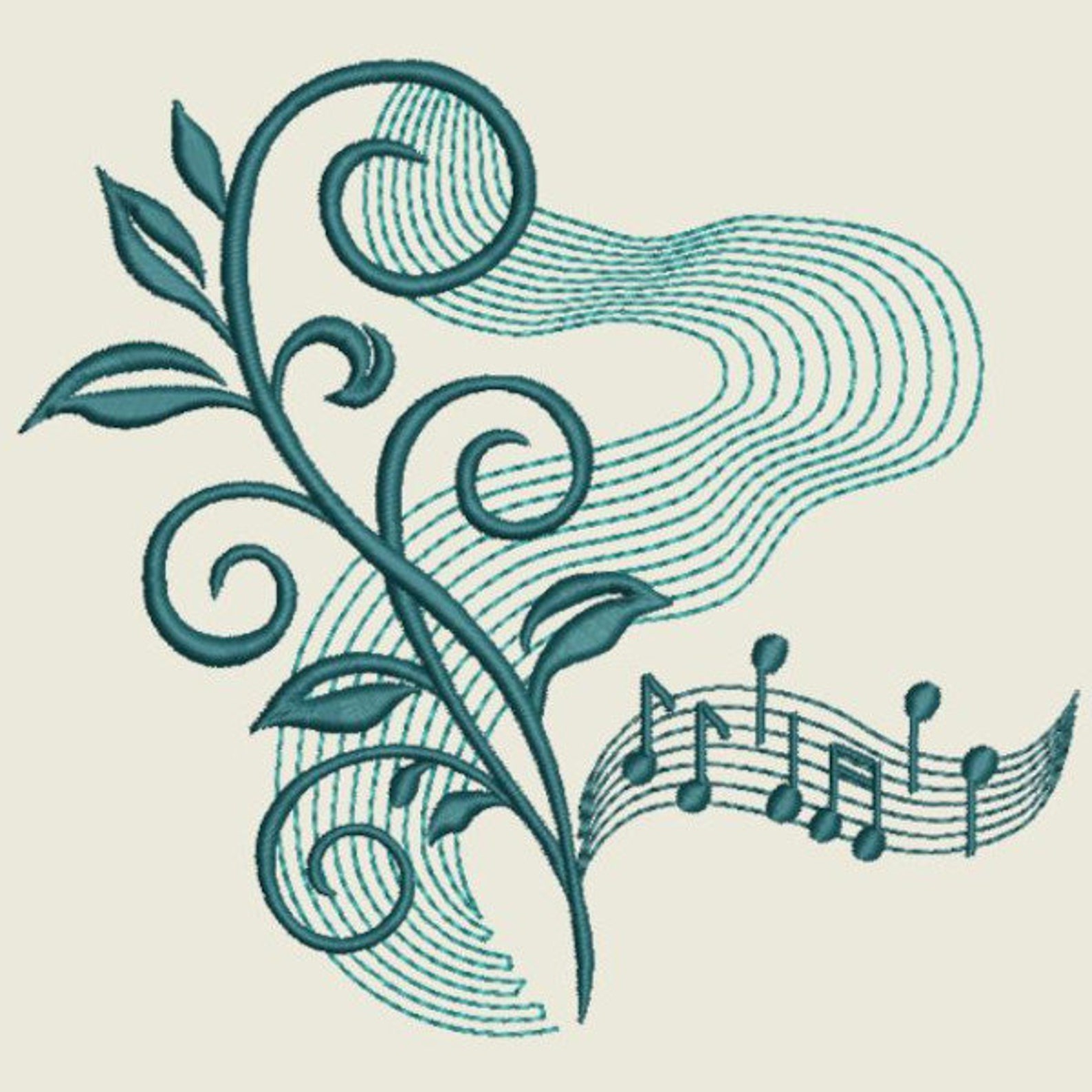 RIPPLE MUSICAL NOTES (4inch) - 10 Machine Embroidery Designs Instant ...