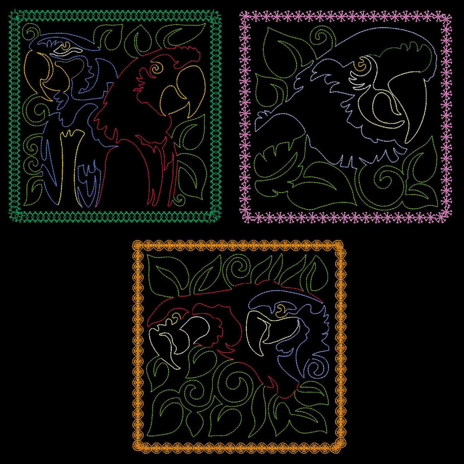 MACAW QUILTING BACKGROUNDS - 40 Machine Embroidery Designs Instant ...