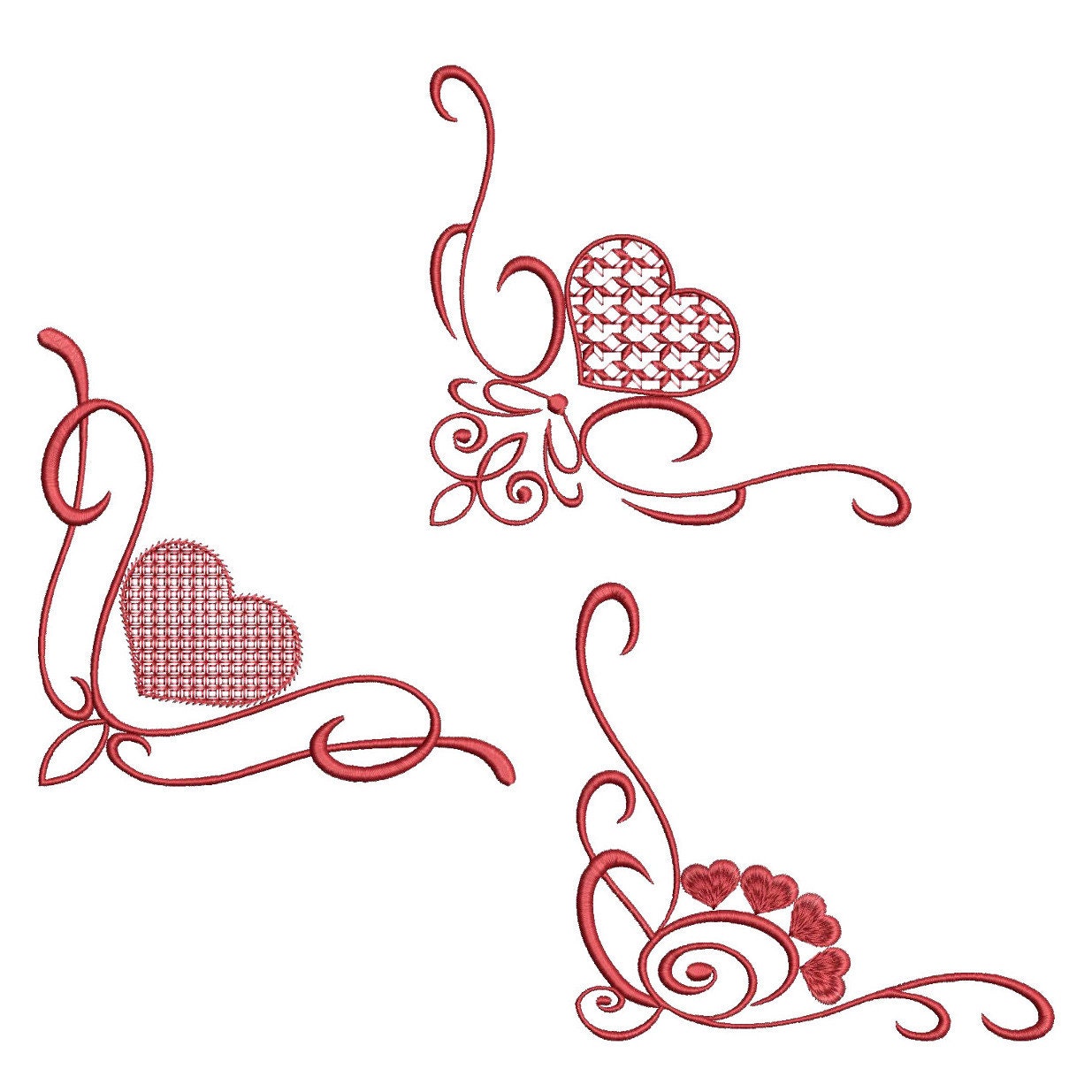 HEART CORNERS 4inch 10 Machine Embroidery Designs Instant | Etsy