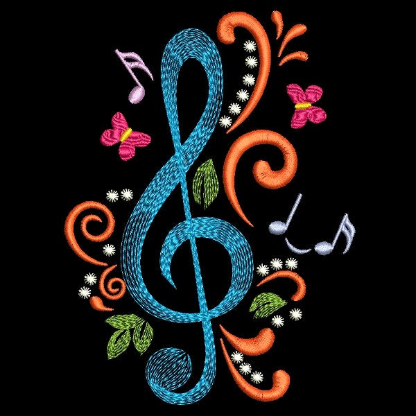 MUSIC TIME 5 INCH10 Machine Embroidery Design Instant | Etsy
