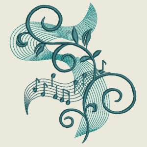 RIPPLE MUSICAL NOTES (6inch) - 10 Machine Embroidery Designs Instant ...