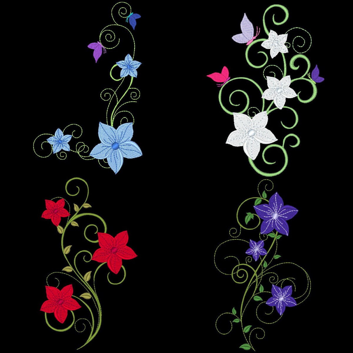 FANCY FLOWERS 5 Inch 12 Machine Embroidery Designs Instant - Etsy