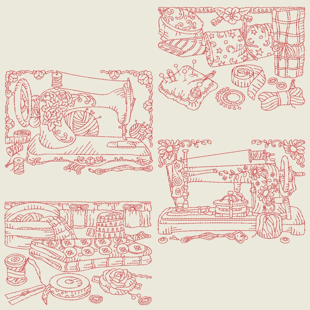 ANTIQUE SEWING COLLECTION (4inch) - 10 Machine Embroidery Designs ...