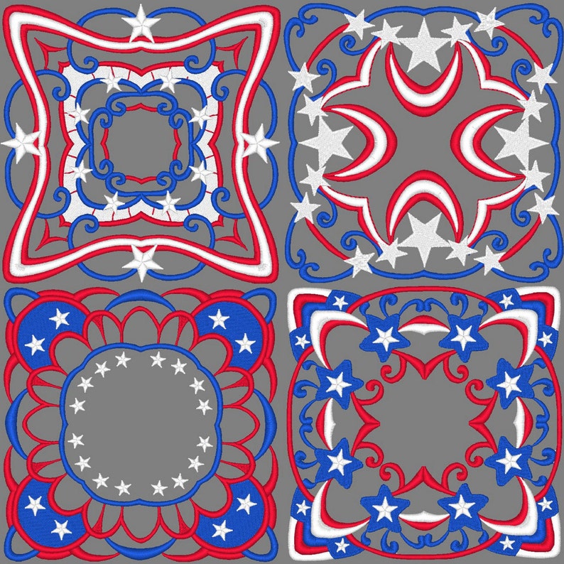 PATRIOTIC SQUARES 6inch 12 Machine Embroidery Designs - Etsy