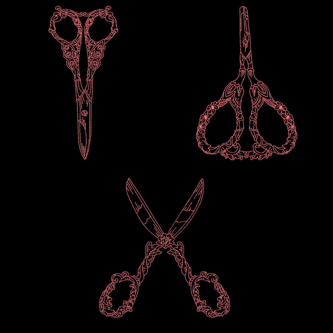 VINTAGE SCISSORS #2(6inch) - 10 Machine Embroidery Designs Instant ...