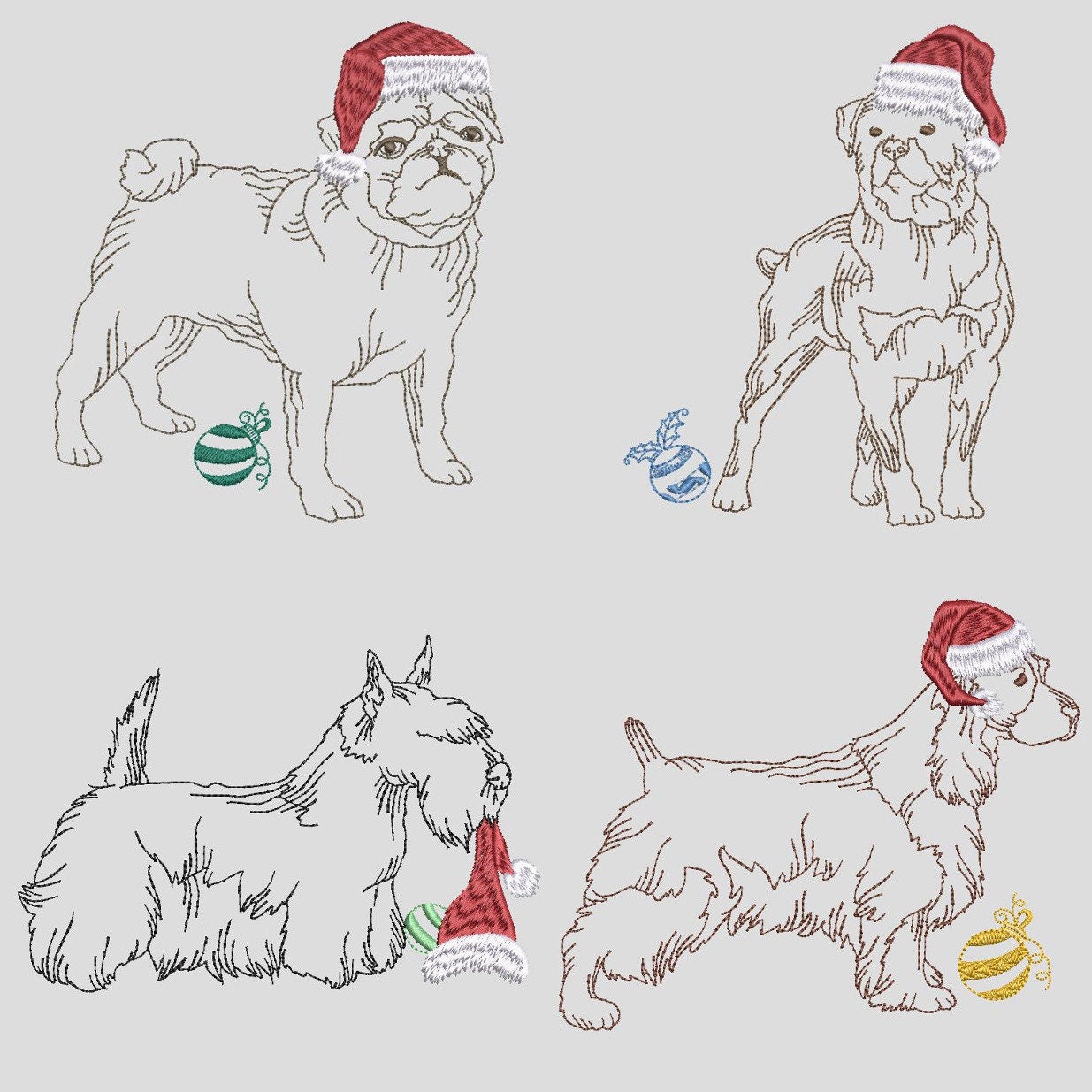 CHRISTMAS DOGGYS 6inch 12 Machine Embroidery Designs - Etsy