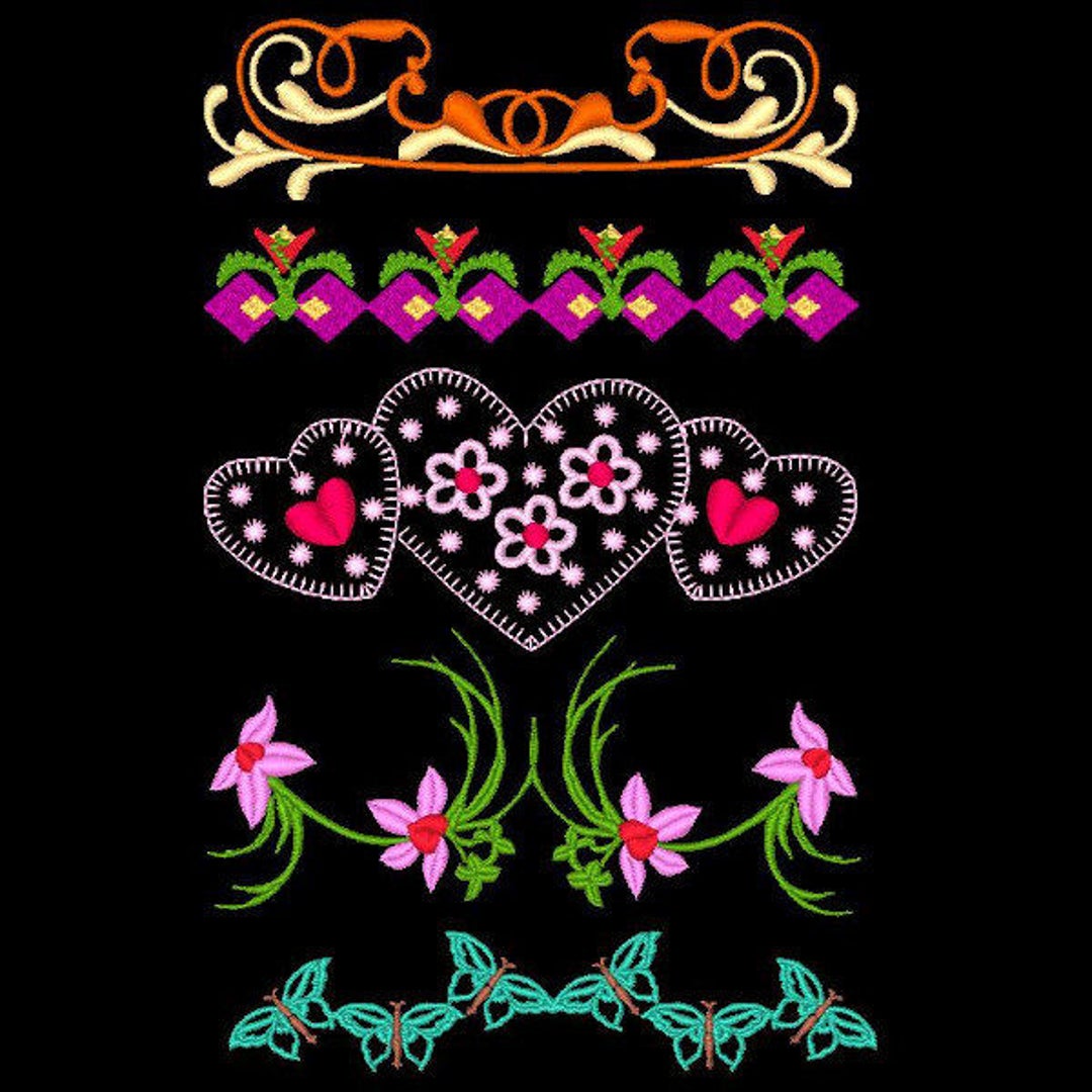 FANCY BORDERS #1 (5 Inch) - 10 Machine Embroidery Designs Instant ...