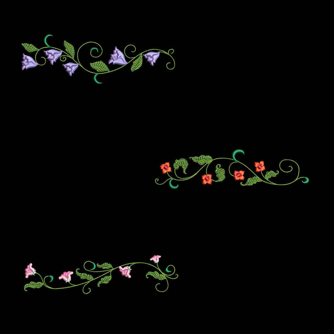 SIMPLE FLOWER BORDERS (6inch) - 10 Machine Embroidery Designs Instant ...