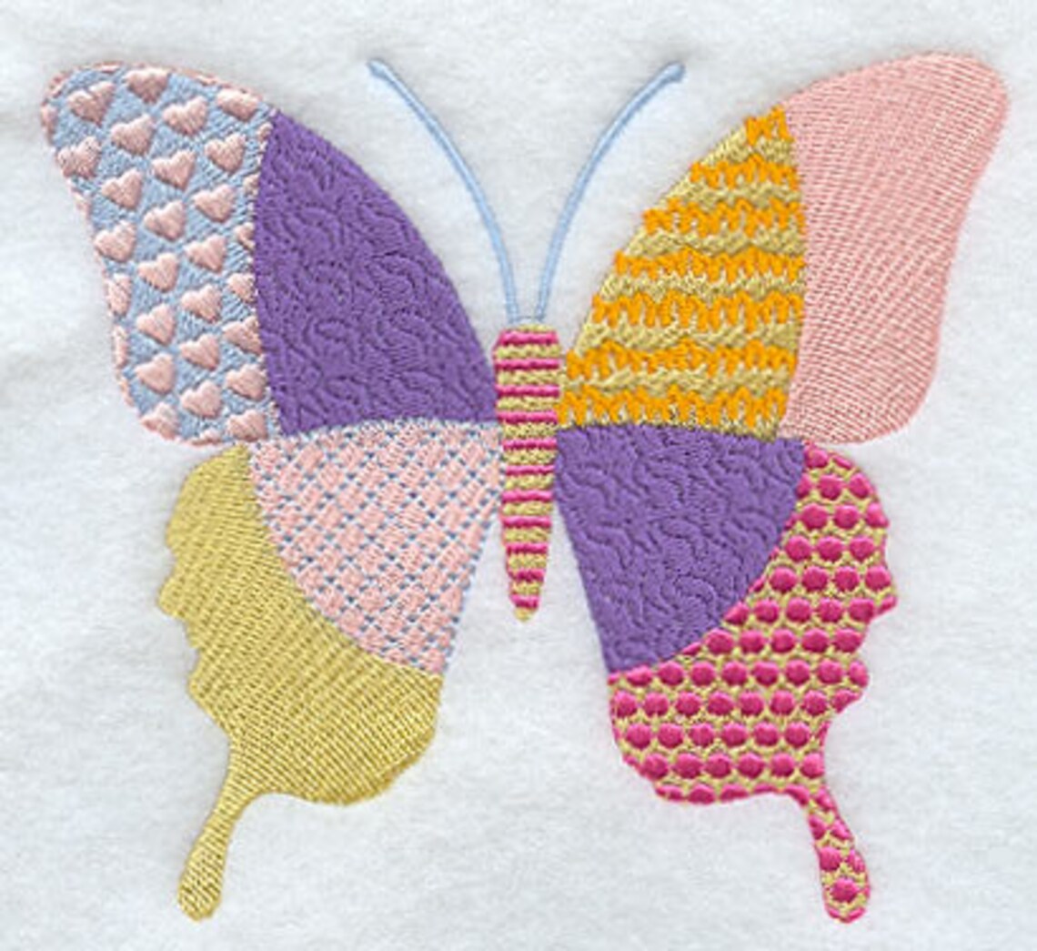 PATCHWORK BUTTERFLY- Machine Embroidered Quilt Blocks (azeb) - Etsy