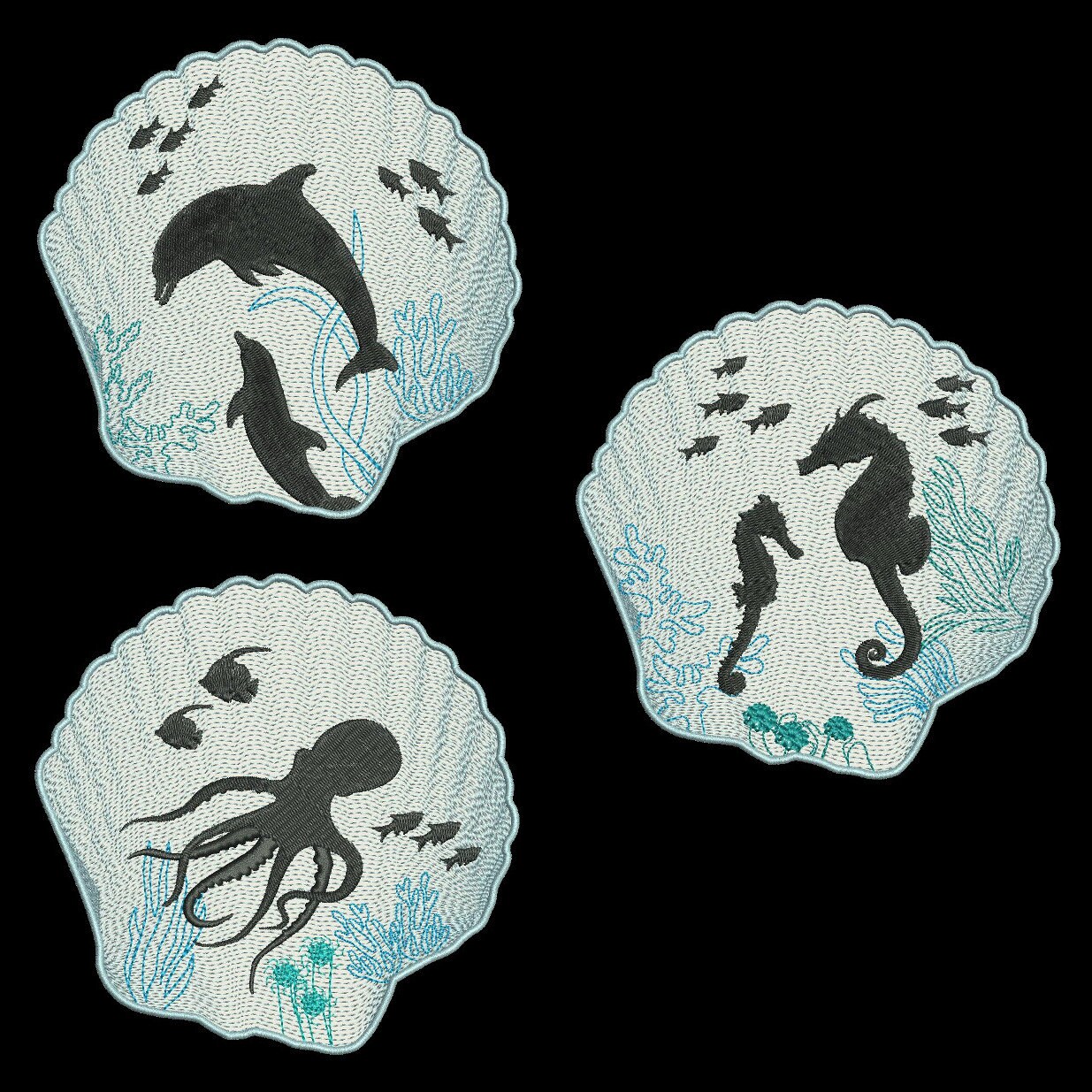 OCEAN SILHOUETTES 5inch 10 Machine Embroidery Designs | Etsy