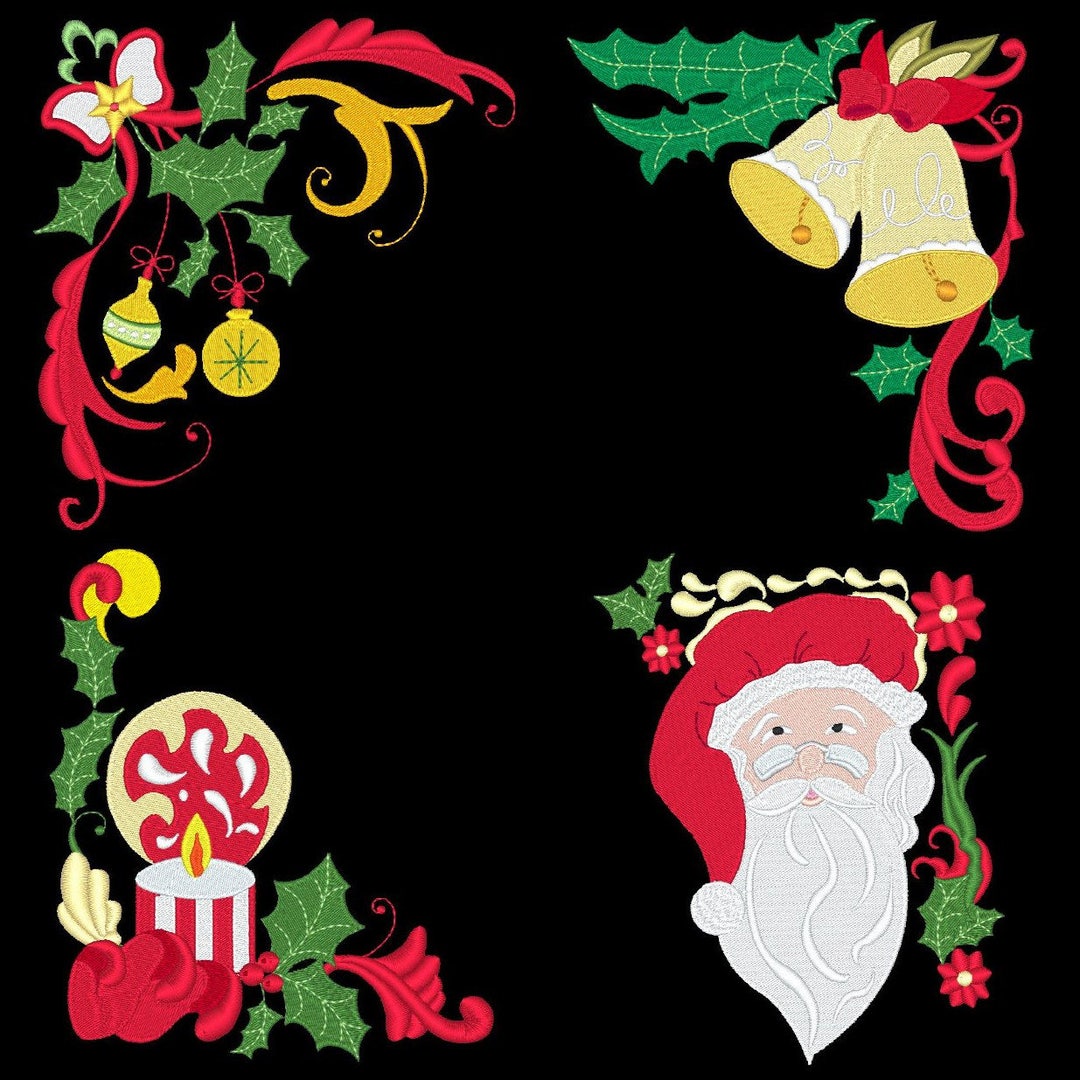 CHRISTMAS CORNERS (4inch) - 10 Machine Embroidery Designs Instant ...