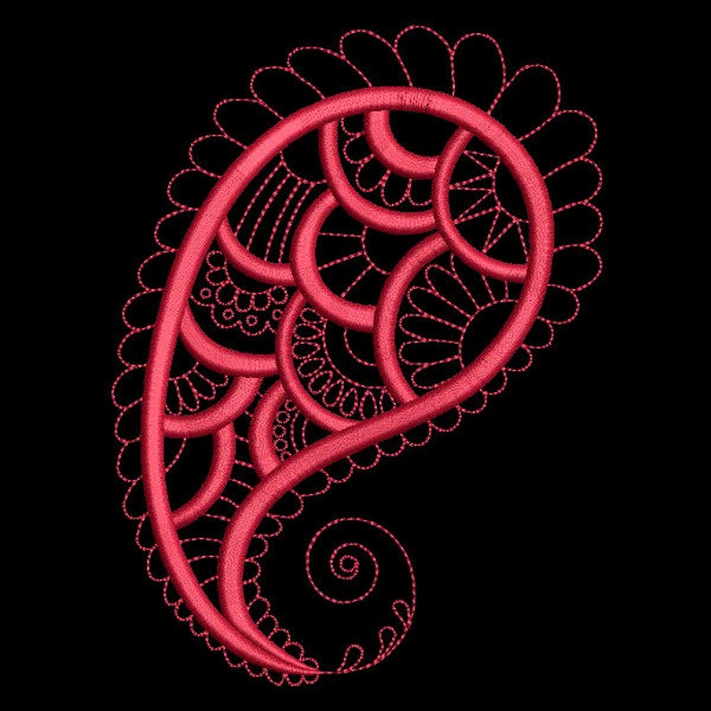 PAISLEY IN RED (4inch) - 10 Machine Embroidery Designs Instant Download ...