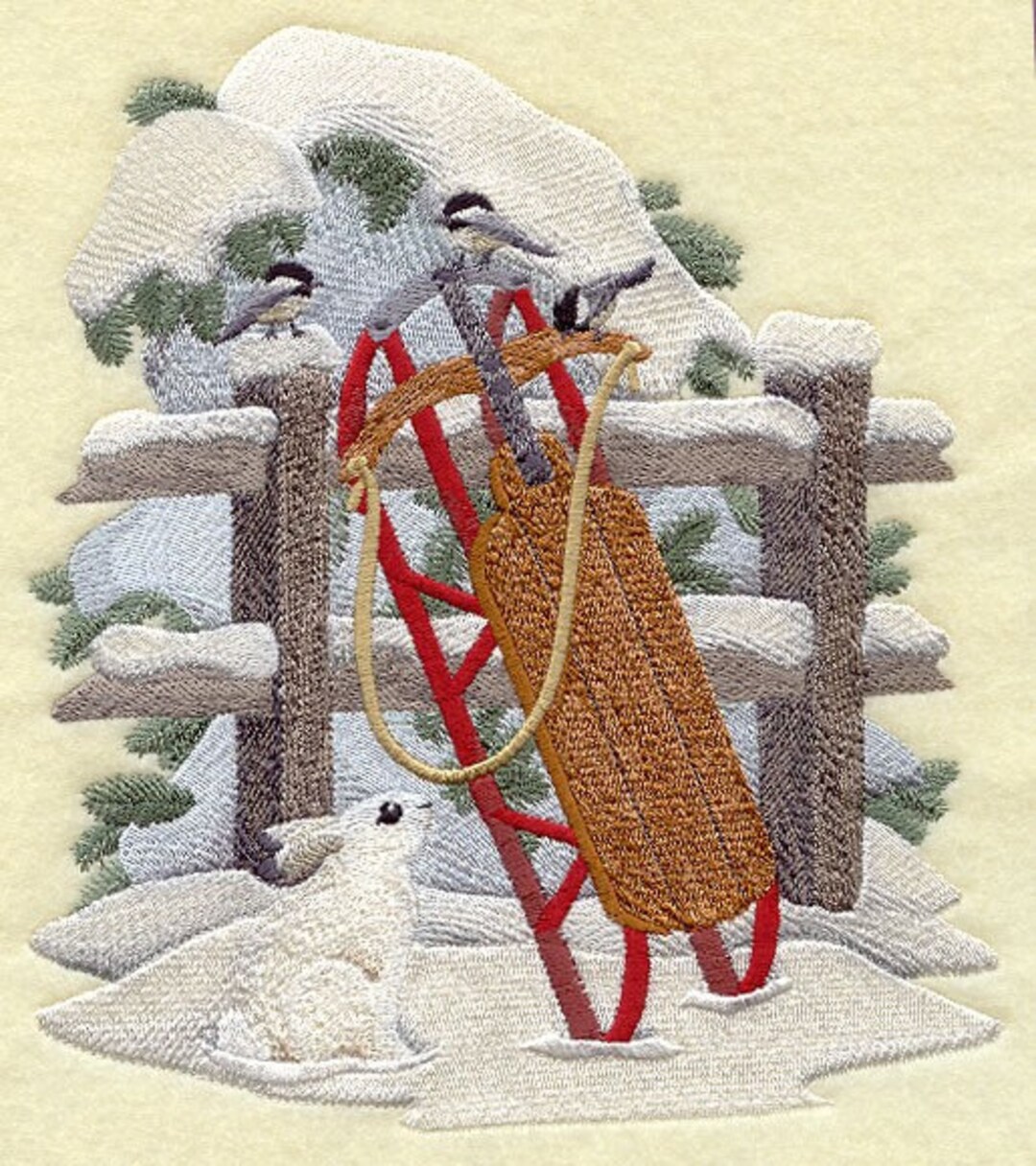 WINTER TOBOGGAN - Machine Embroidery Quilt Block (azeb) - Etsy