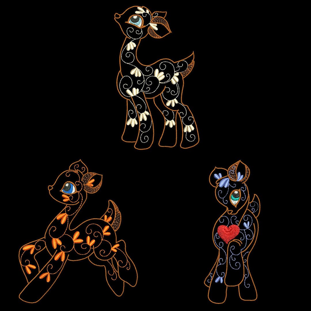 CURLY DEER (6inch) - 10 Machine Embroidery Designs Instant Download 6x6 ...