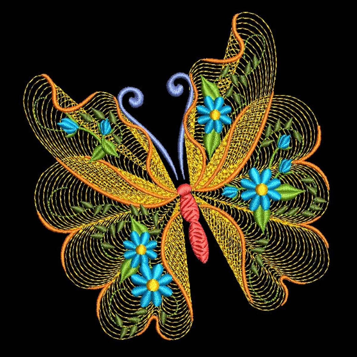 FLUTTERBY LUV #2 (5 Inch)- 10 Machine Embroidery Designs Instant ...