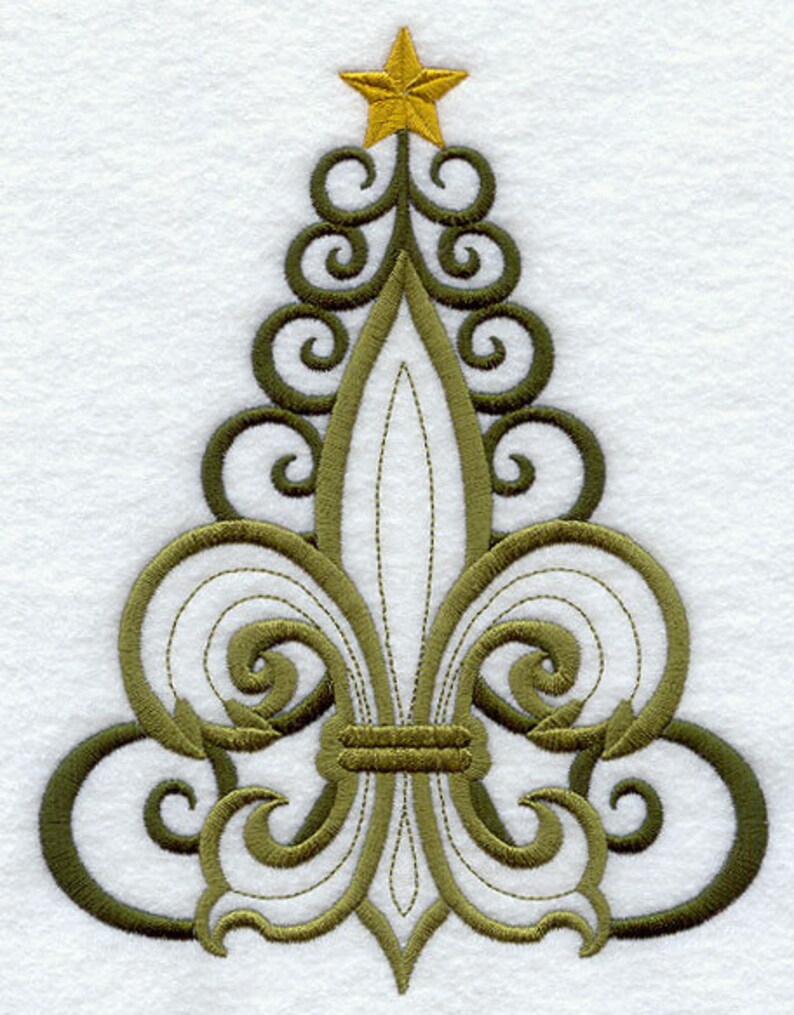 FLEUR DE LIS Christmas Tree Machine Embroidery Quilt Block - Etsy