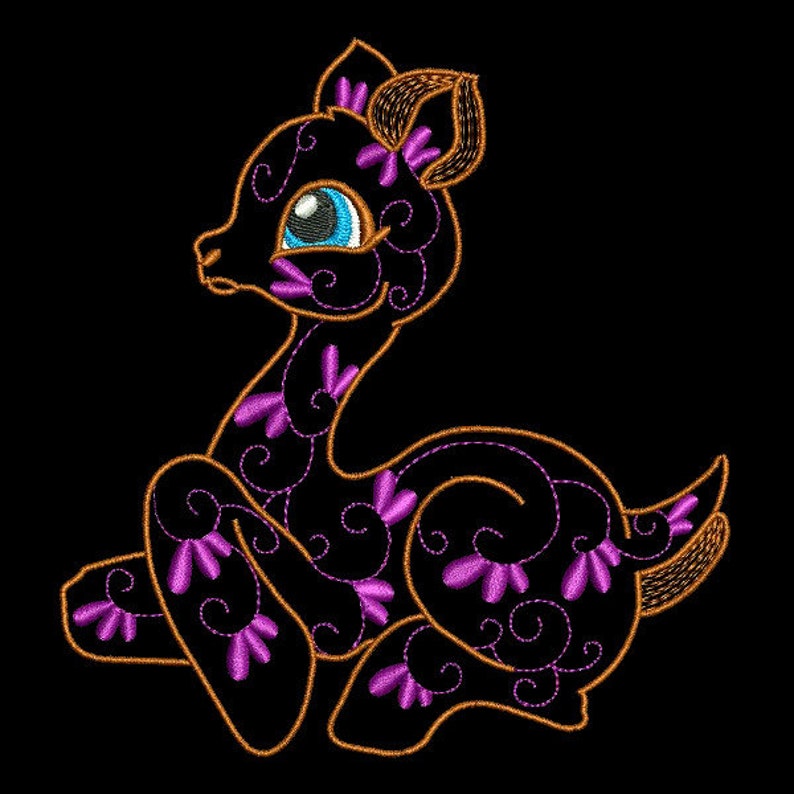 CURLY DEER (5inch) - 10 Machine Embroidery Designs Instant Download 5x5 ...