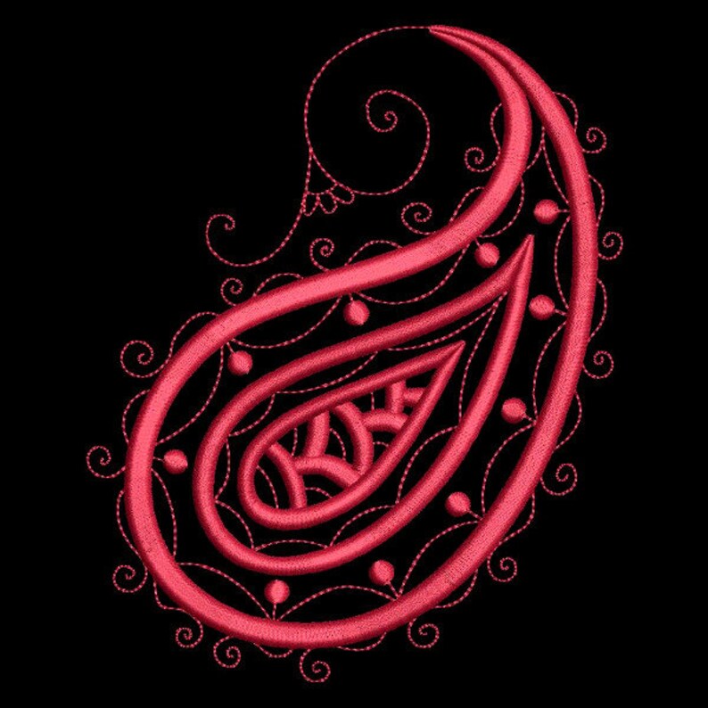 PAISLEY IN RED (4inch) - 10 Machine Embroidery Designs Instant Download ...
