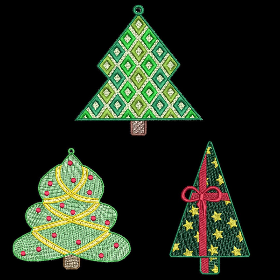 FSL CHRISTMAS TREES (5 Inch)- 10 Machine Embroidery Designs Instant ...