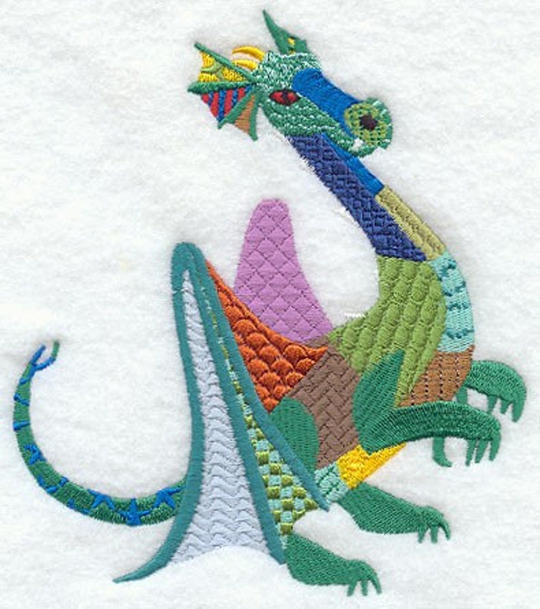 PATCHWORK DRAGON - Machine Embroidery Quilt Block (azeb) - Etsy