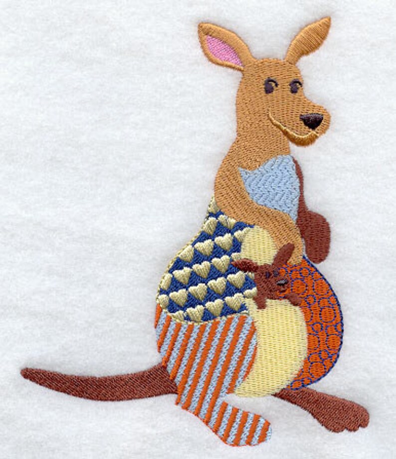 PATCHWORK KANGAROO Machine Embroidered Quilt Blocksazeb - Etsy