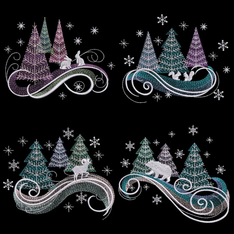 WINTERTIME SCENES (4inch) - 10 Machine Embroidery Designs Instant ...
