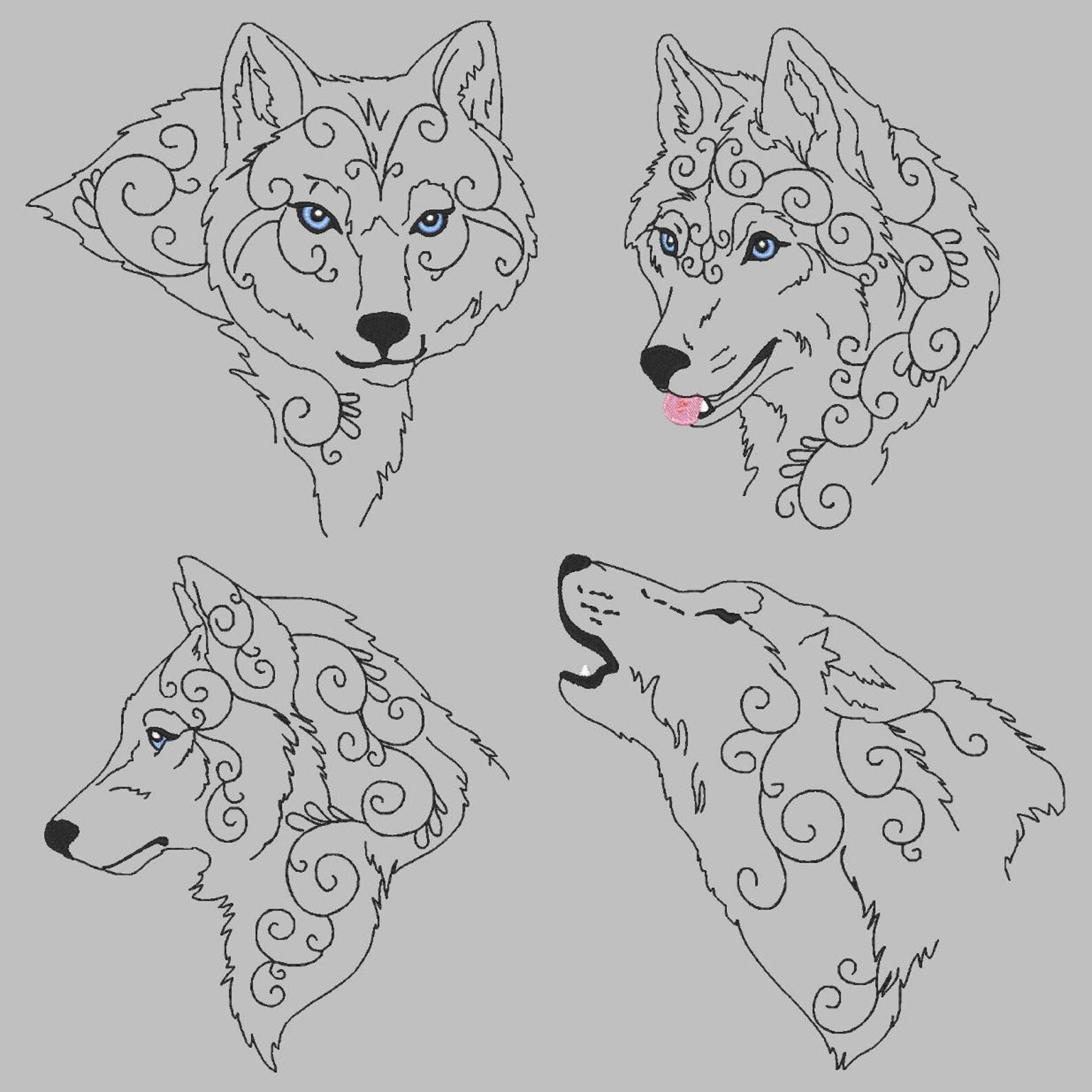 BEAUTIFUL HUSKIES 4inch 10 Machine Embroidery Designs Instant Download ...