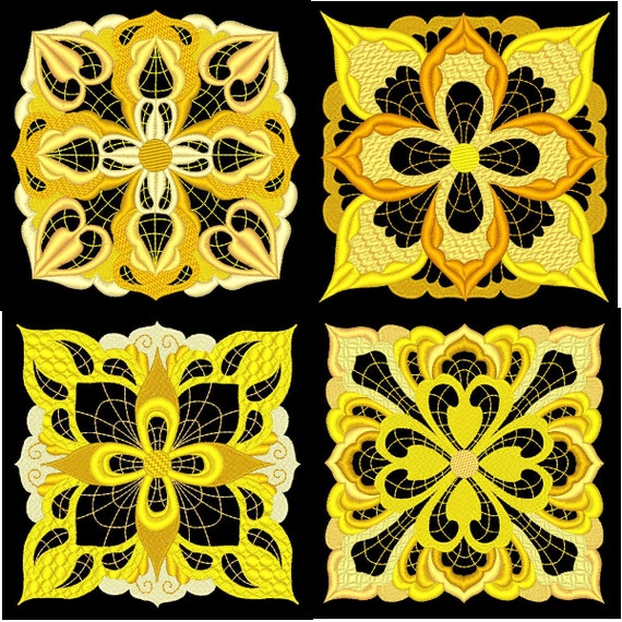 GORGEOUS GOLD BLOCKS 6inch 12 Machine Embroidery Designs | Etsy