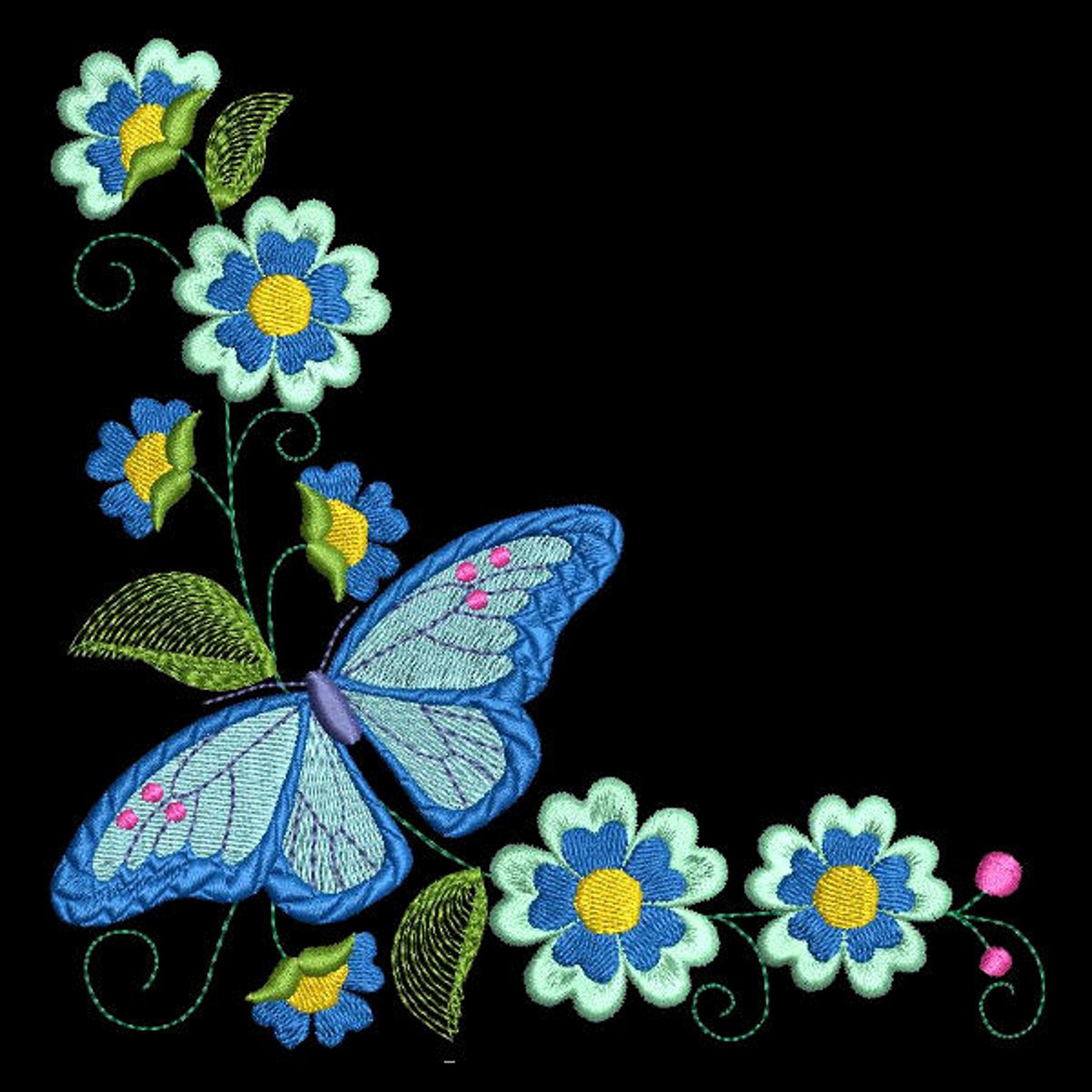 FLUTTERBY CORNERS (6inch) - 10 Machine Embroidery Designs Instant ...