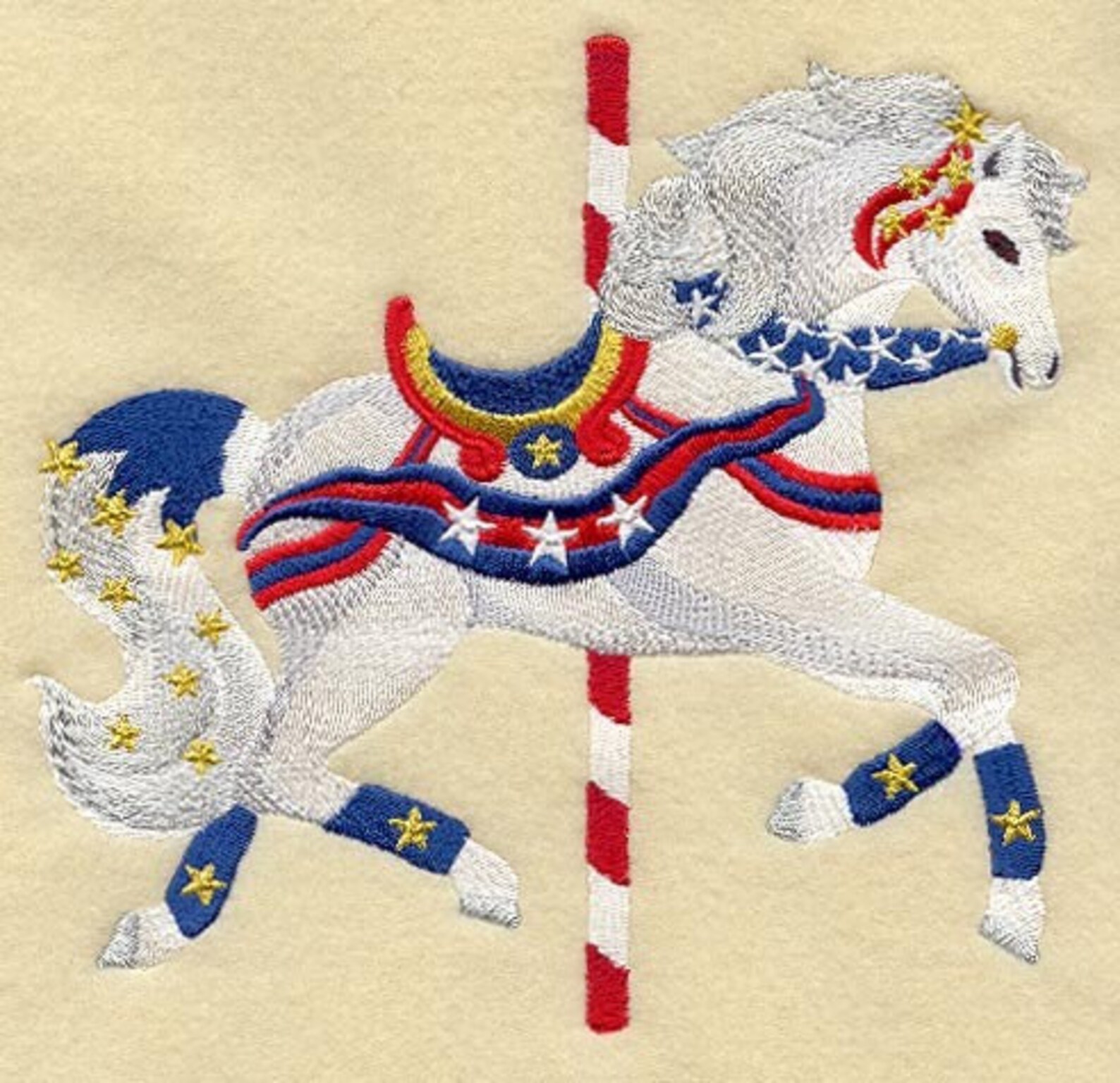 FANCY CAROUSEL HORSES Quilt Block - Machine Embroidered Quilt Block ...
