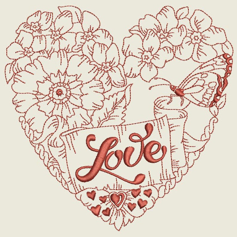 LOVE HEARTS 6inch10 Machine Embroidery Design Instant | Etsy