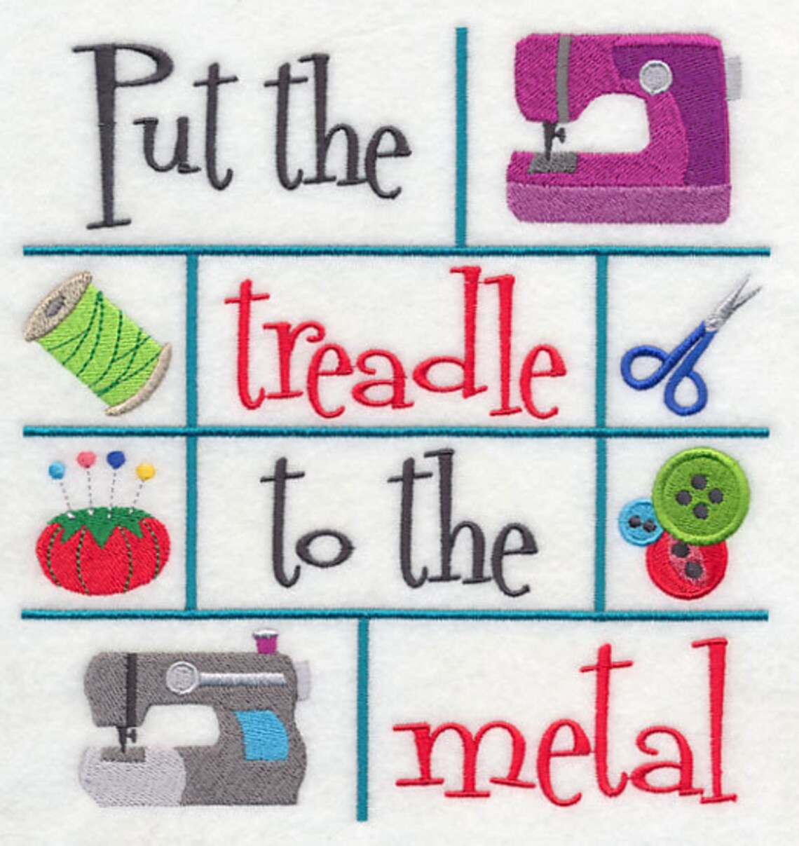 PUT THE TREADLE Machine Embroidery Quilt Block azeb - Etsy