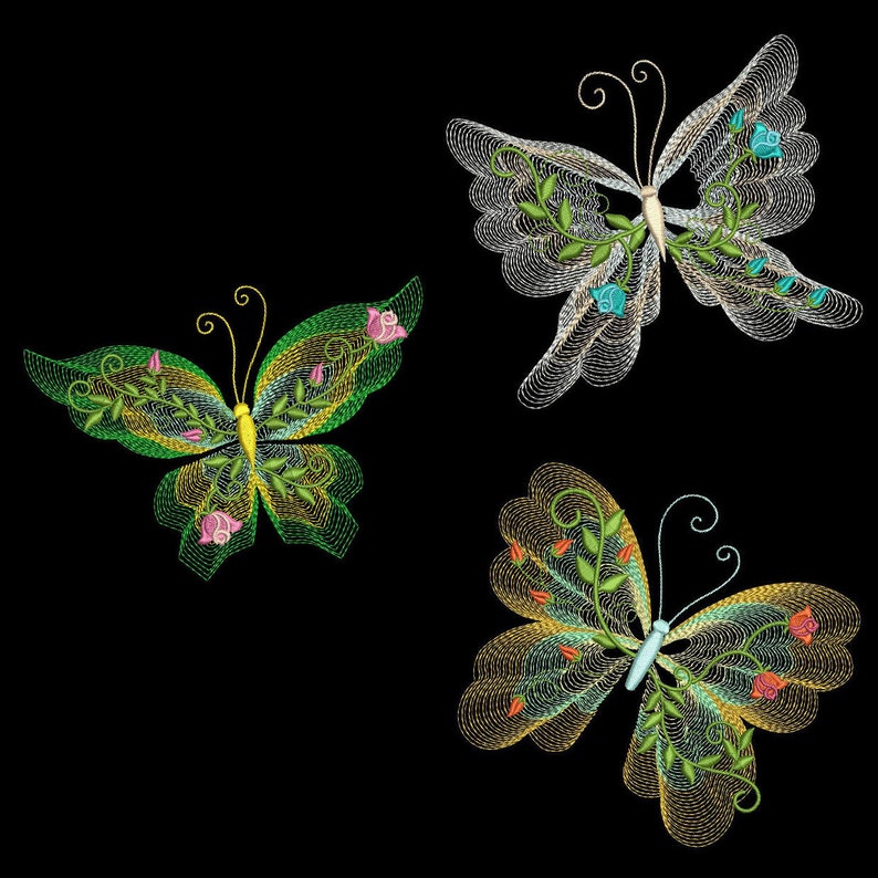 FLUTTERBY LUV #3 (4 Inch Size) Pack- 10 Machine Embroidery Designs ...