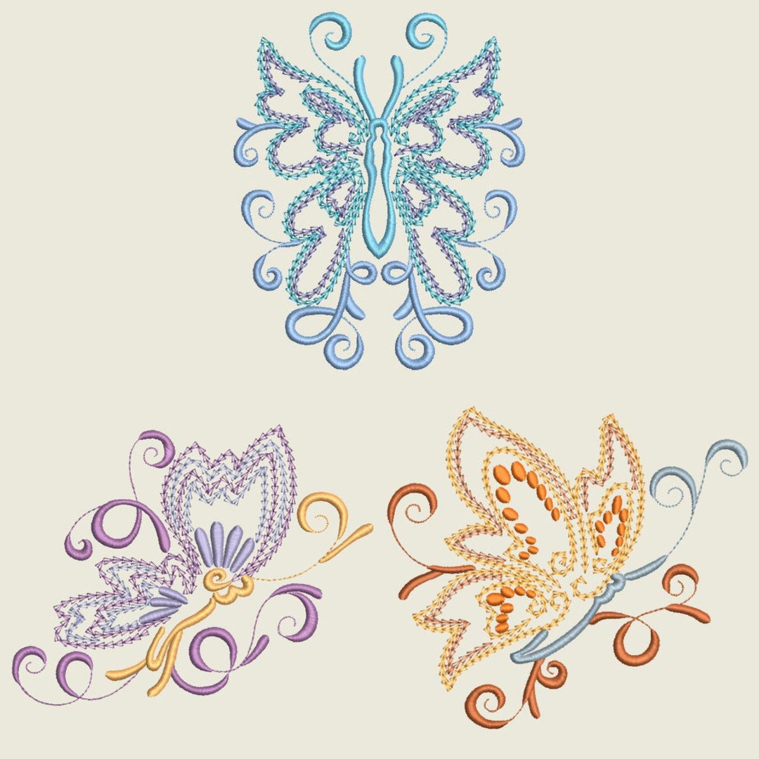 FANCY FLUTTERBYS (5inch) - 10 Machine Embroidery Designs Instant ...