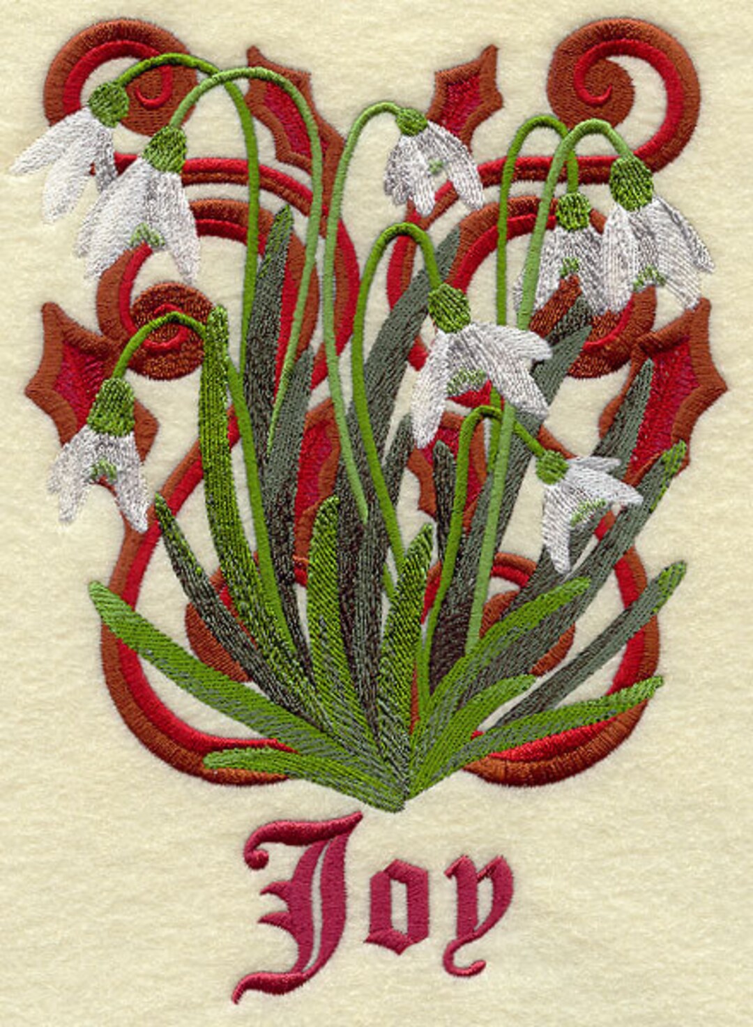 VICTORIAN SNOWDROP - JOY - Machine Embroidery Quilt Block (azeb) - Etsy