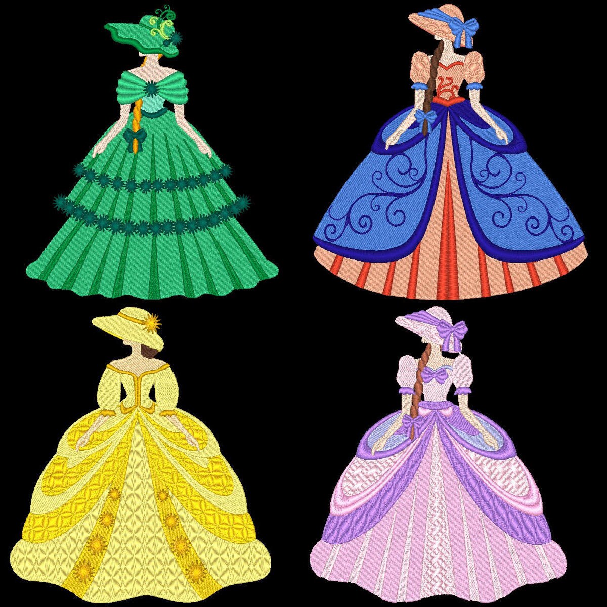 BEAUTIFUL FANCY LADIES (6inch) - 12 Machine Embroidery Designs Instant ...