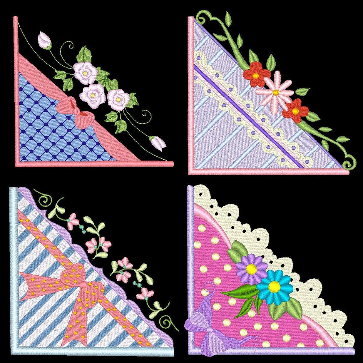 FANCY CORNERS 5inch 10 Machine Embroidery Designs Instant - Etsy