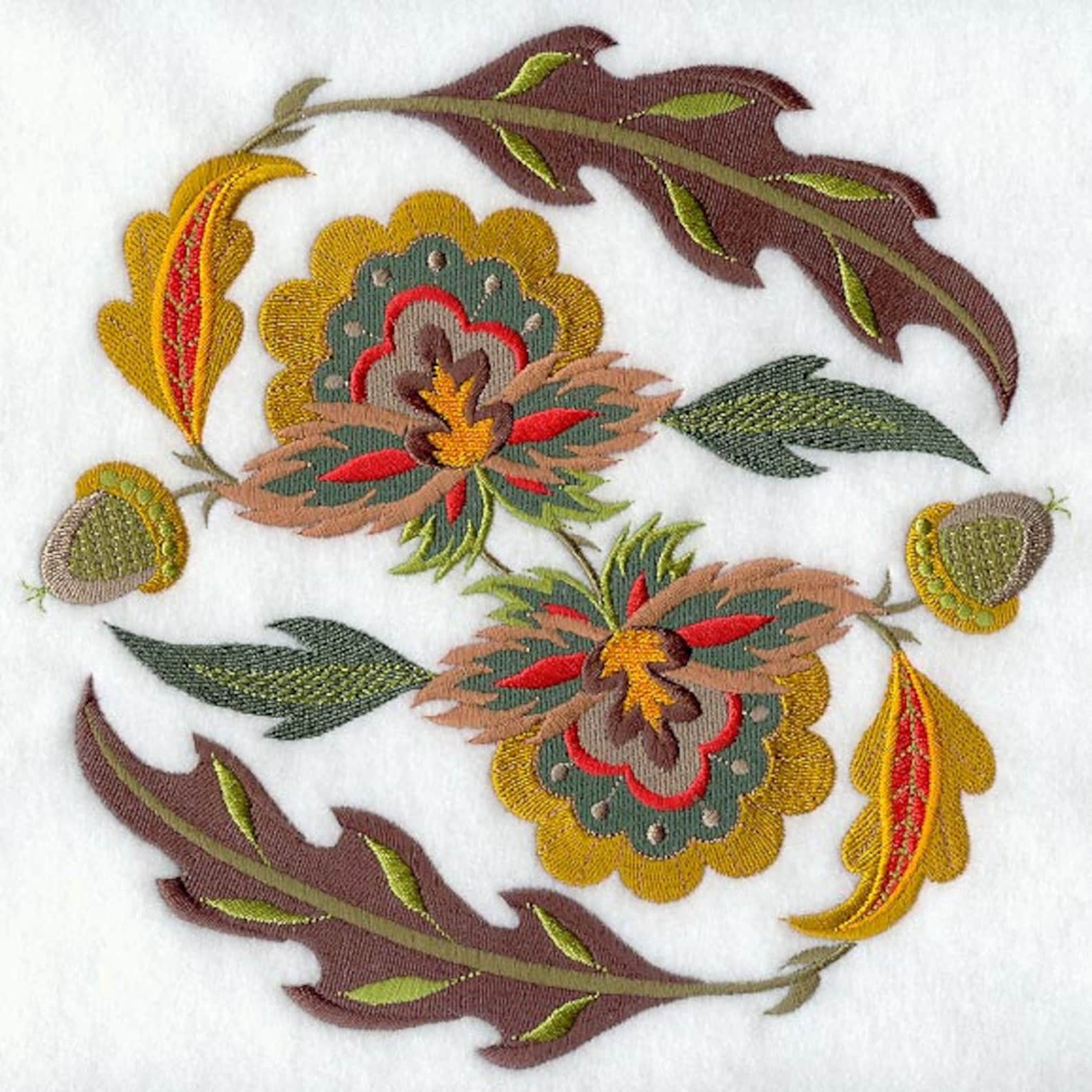 JACOBEAN AUTUMN CIRCLE- Machine Embroidered Quilt Blocks (azeb) - Etsy