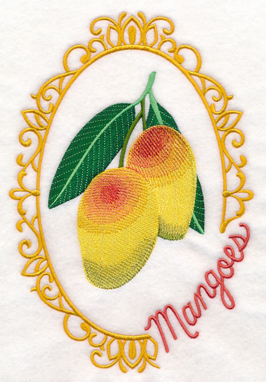 FRUIT CAMEO - MANGO - Machine Embroidered Quilt Block (azeb) - Etsy