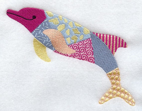 PATCHWORK DOLPHIN Machine Embroidery Quilt Block azeb - Etsy