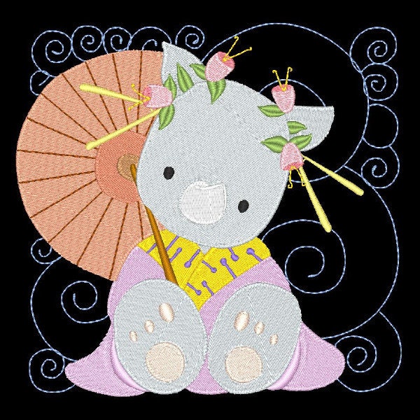 GEISHA ANIMALS (6inch) - 12 Machine Embroidery Designs Instant Download ...