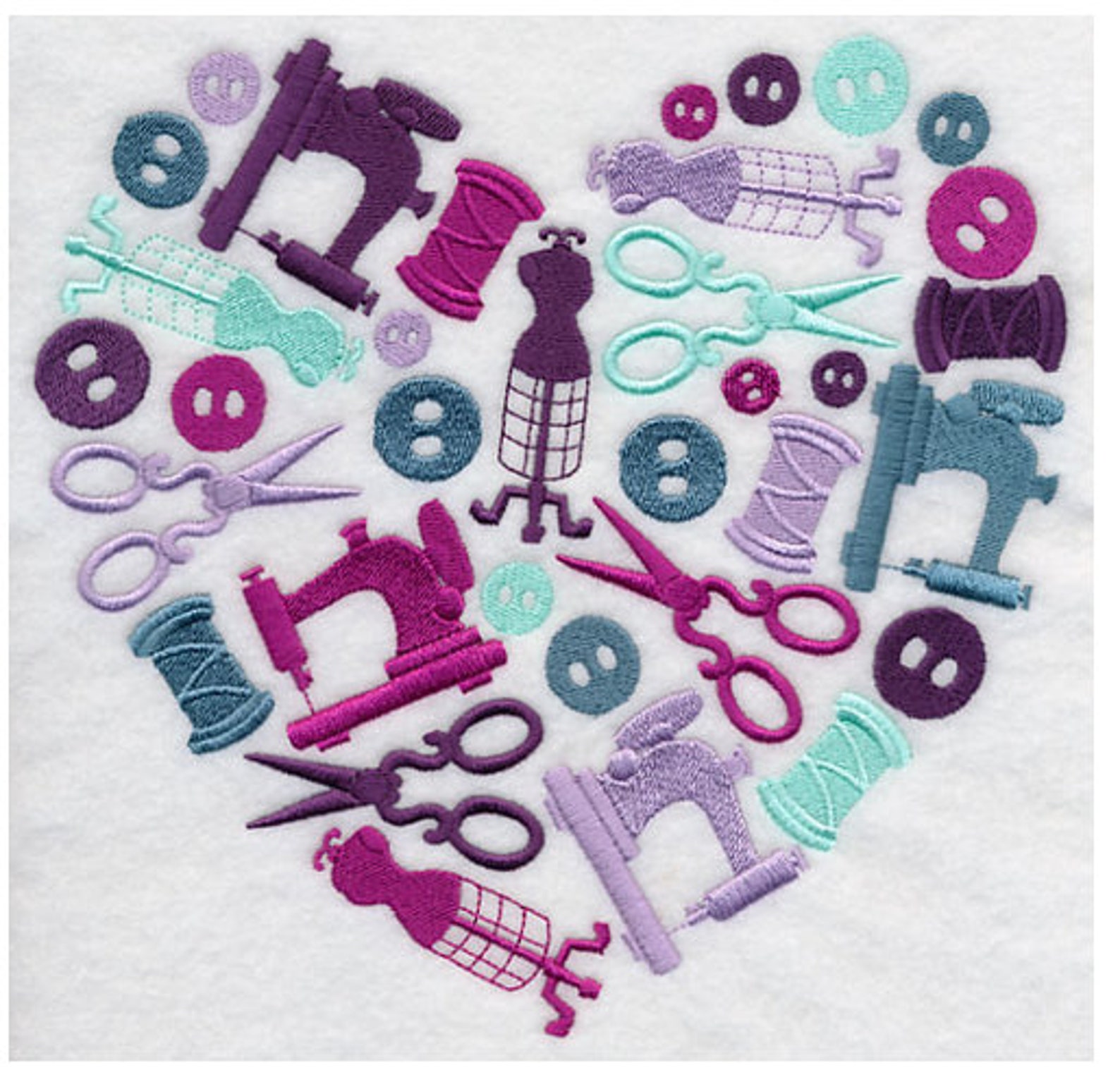 SEWING SILHOUETTE HEART Machine Embroidery Quilt Block | Etsy