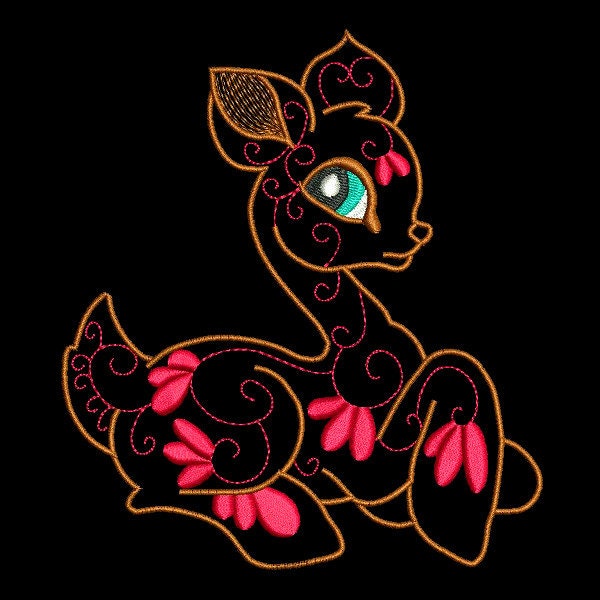 CURLY DEER (5inch) - 10 Machine Embroidery Designs Instant Download 5x5 ...