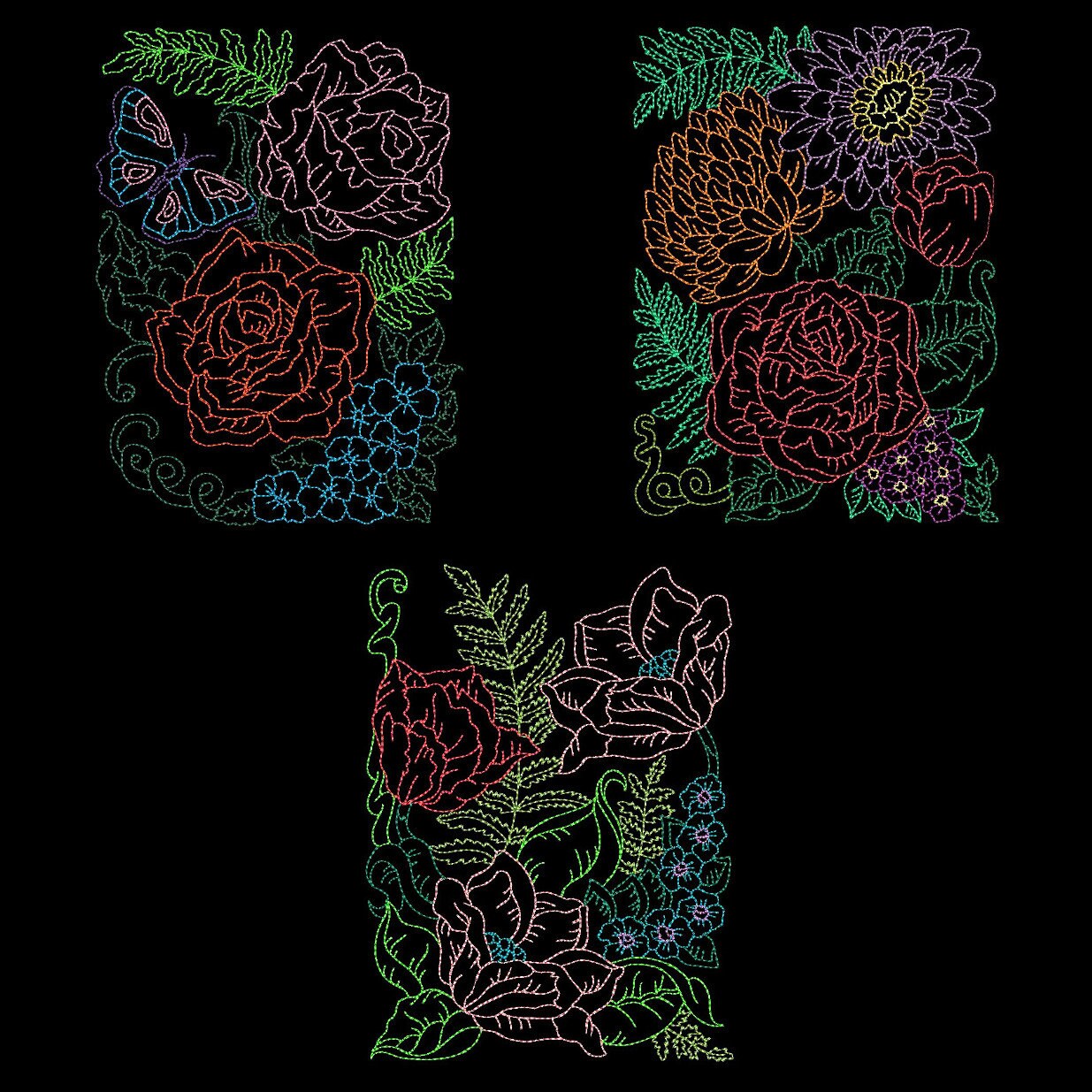 VINTAGE FLORAL BLOCKS (4inch) - 10 Machine Embroidery Designs Instant ...