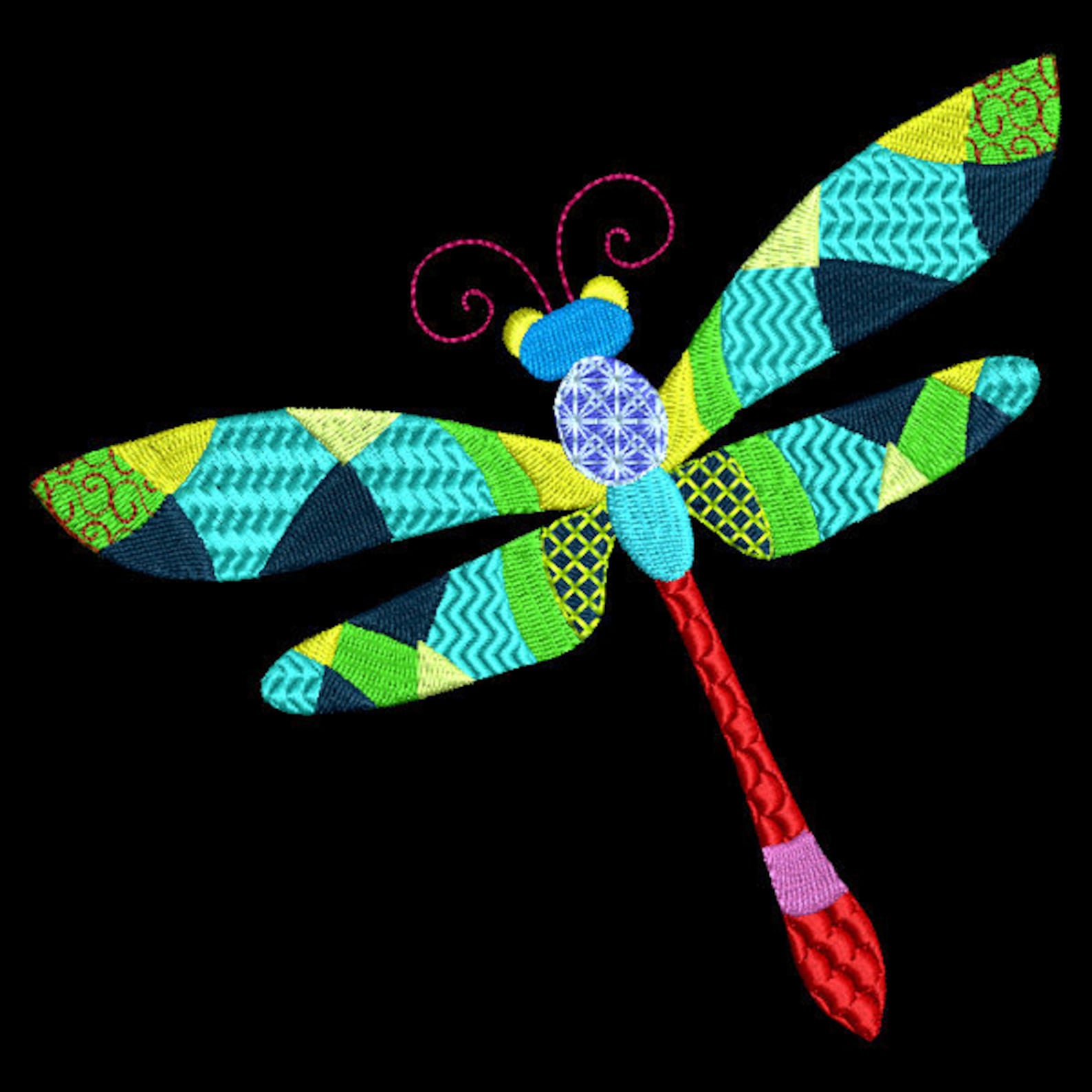 PATCHWORK DRAGONFLIES (4inch) - 24 Machine Embroidery Designs Instant ...