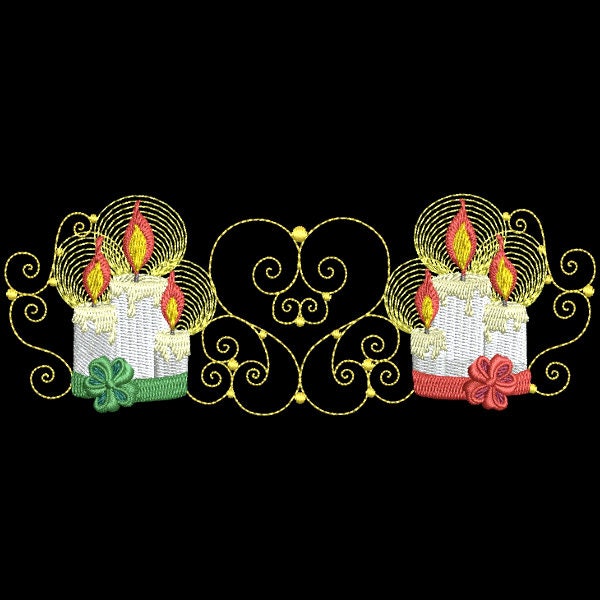 CURLY CANDLES 4inch 10 Machine Embroidery Designs Instant | Etsy
