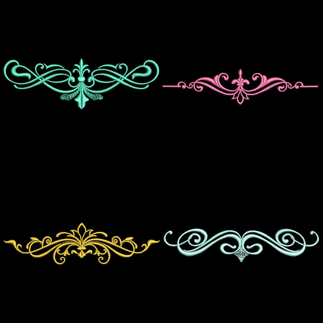 ELEGANT SWIRL BORDERS (4inch) - 12 Machine Embroidery Designs Instant ...