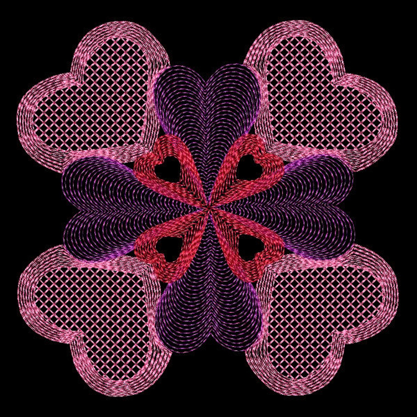 RIPPLED HEART BLOCKS (5inch) - 12 Machine Embroidery Designs Instant ...
